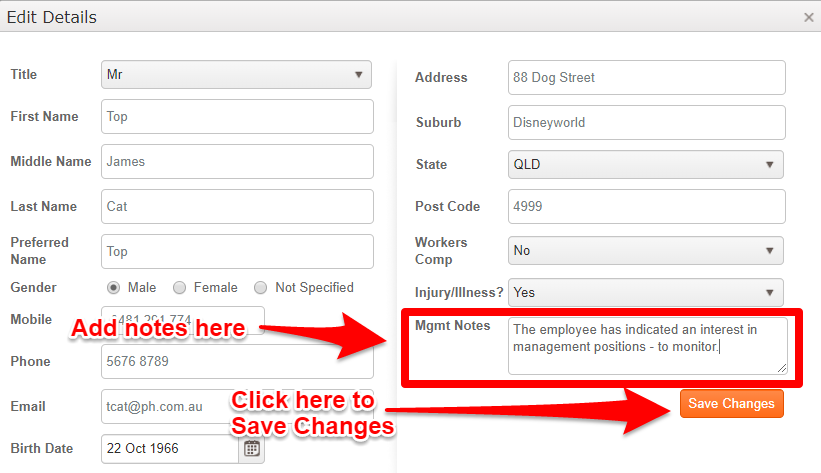 Add Management notes to employees profile – Professional Hospitality ...